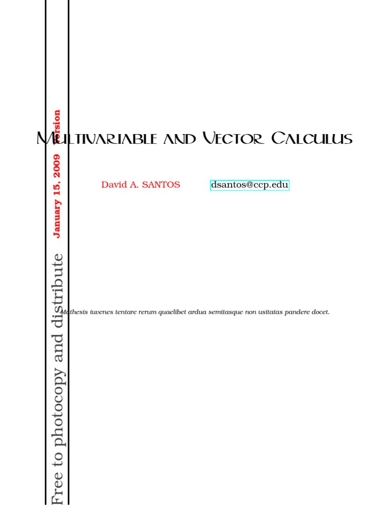 Vector Calculus Book Pdf Vector Space Norm Mathematics