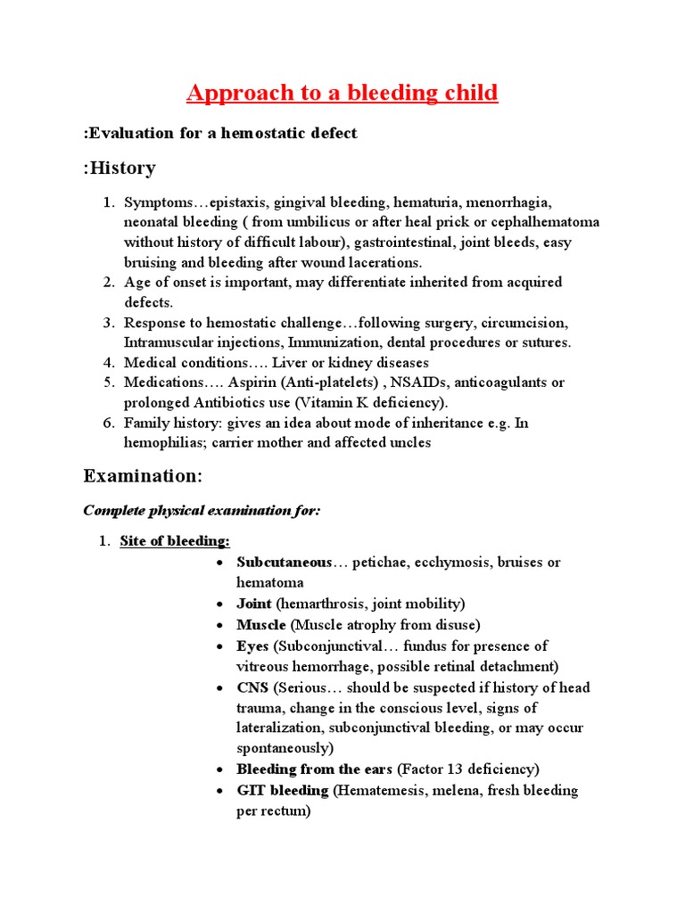 Pediatric Bleeding Disorder Guide | PDF | Coagulation | Bleeding