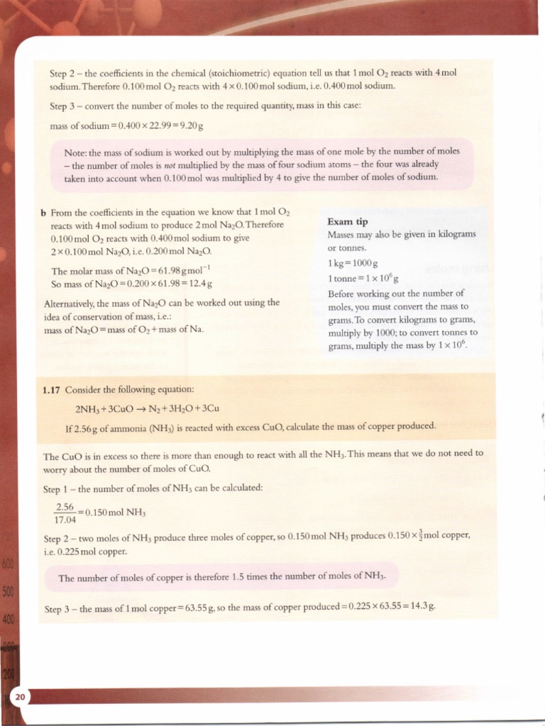Pages de Cambridge IB Chemistry-20 | PDF | Mole (Unit) | Stoichiometry