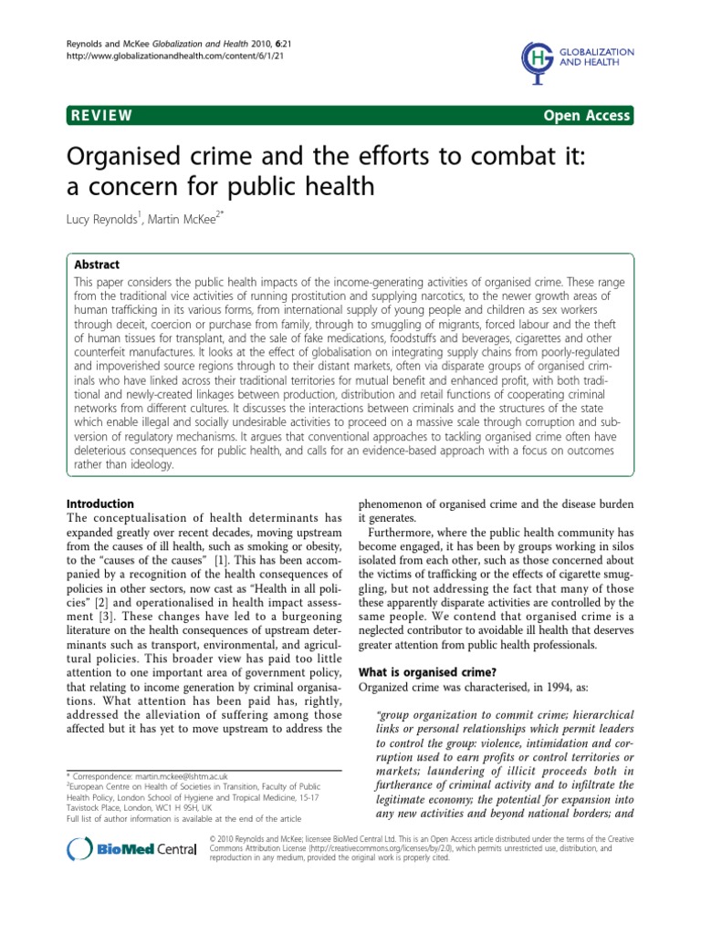 Organised Crime and The Efforts To Combat It-A Concern For Public ...