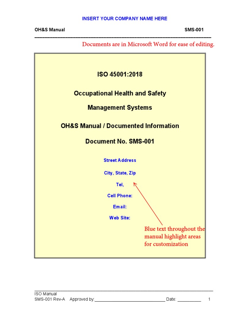 ISO 45001:2018 Occupational Health and Safety Management Systems OH&S ...