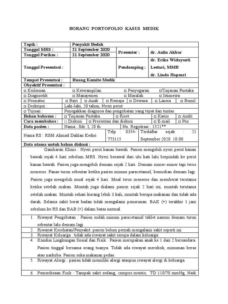 Lapsus Appendicitis Aulia Akbar | PDF