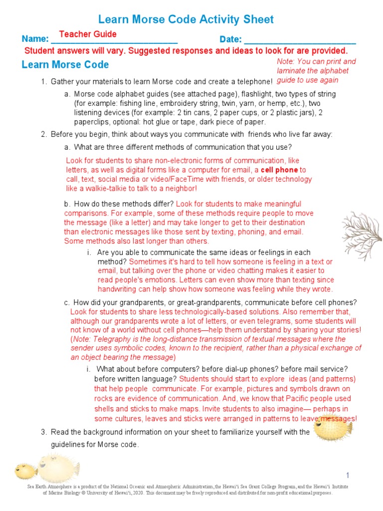 4PS - Morse Code - Teacher Guide - 2 | PDF | Communication