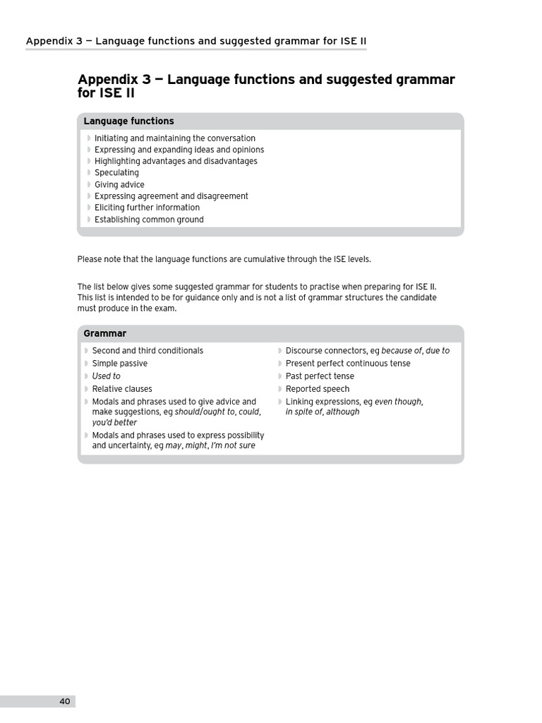 Language Functions ISE II | PDF