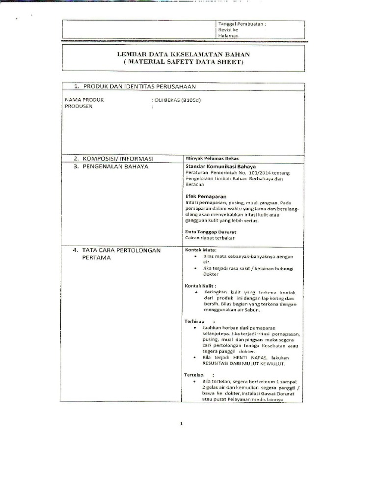 9 Contoh Msds Opt | PDF
