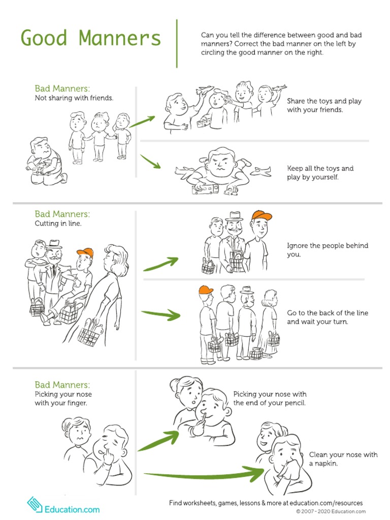 Manners Worksheet | PDF