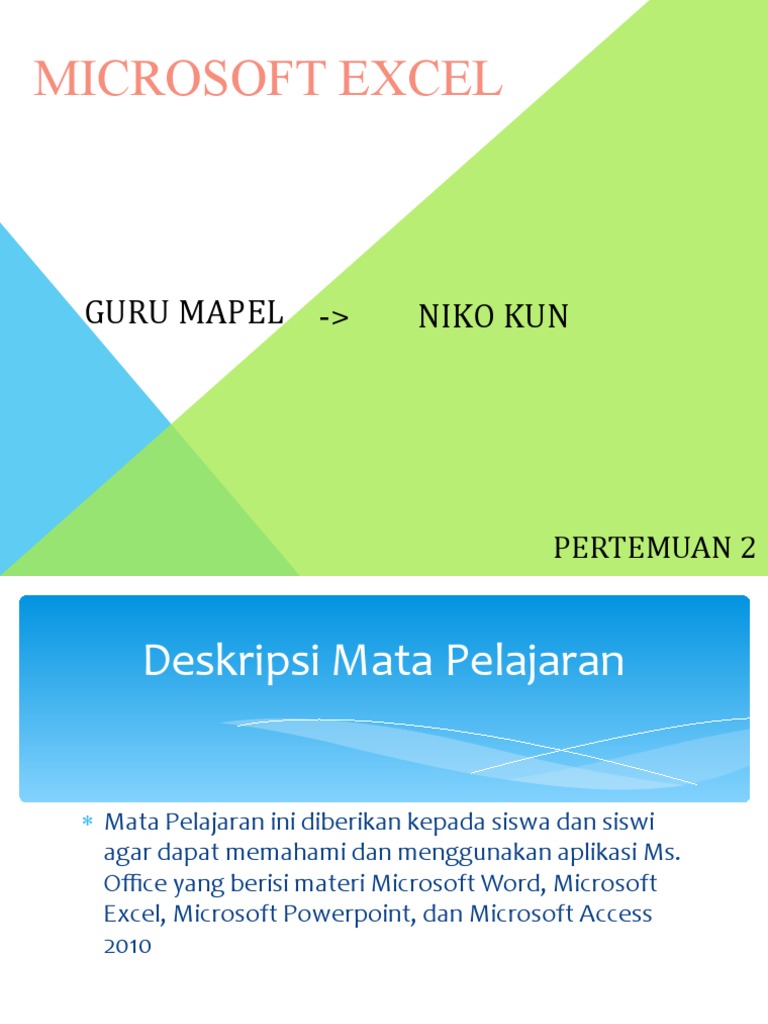 Bahan Materi Ke - 2 Simdig X - MS Office Excel | PDF Bahan Materi Ke - 2 Simdig X - MS Office Excel | PDF
