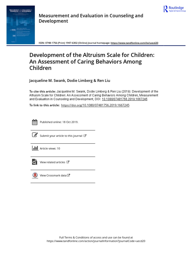 Development of The Altruism Scale For Children: An Assessment of Caring ...