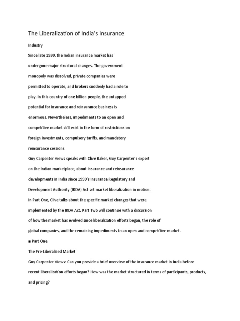 The Liberalization of India | PDF | Insurance | Reinsurance