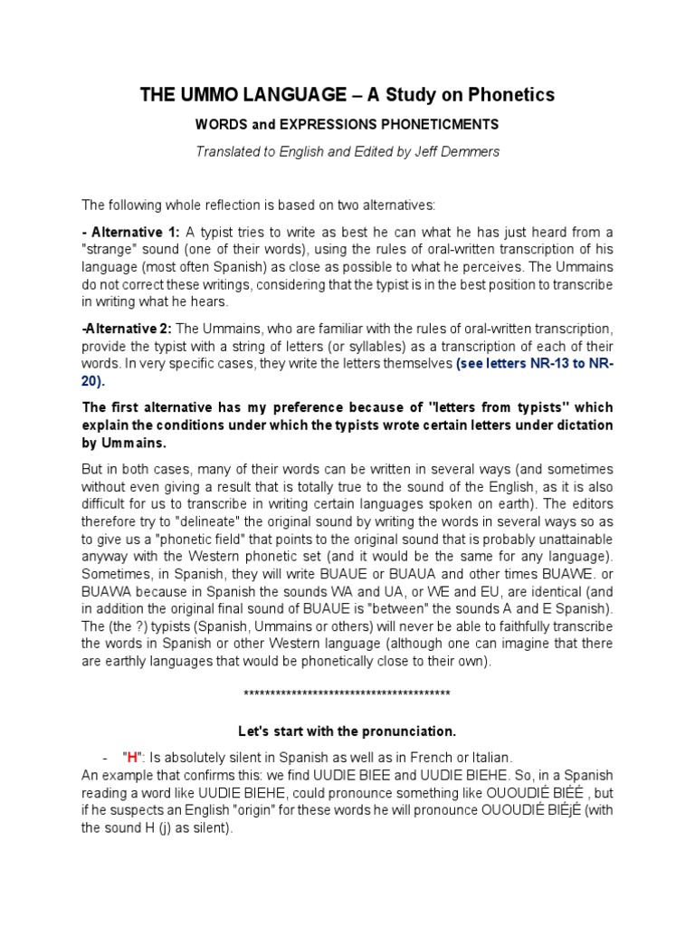 The UMMO Phonetic Language | PDF | Phoneme | Idea