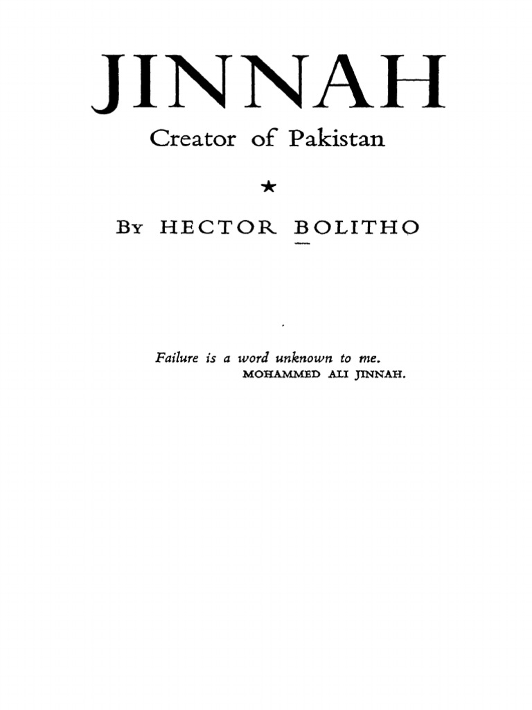 Jinnah Creator of Pakistan by Hector Bolitho | PDF | Muhammad Ali Jinnah