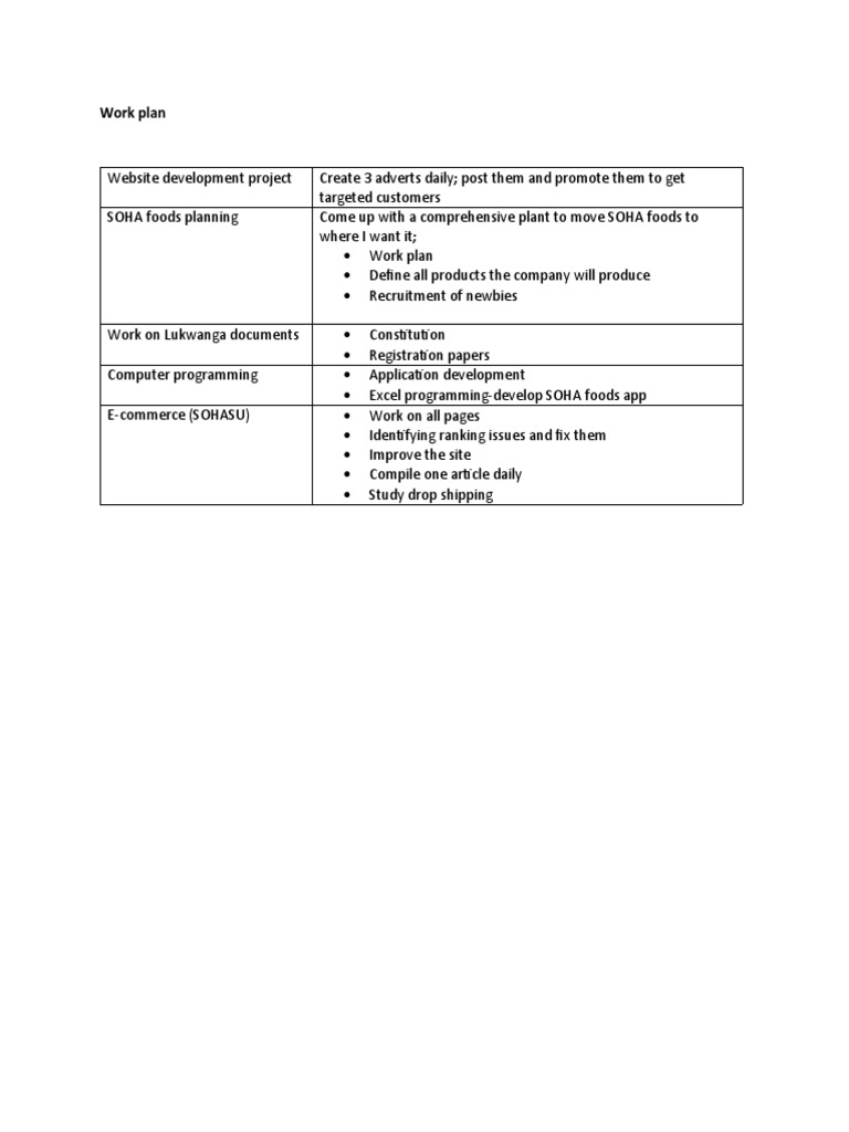 Work Plan | PDF | Business