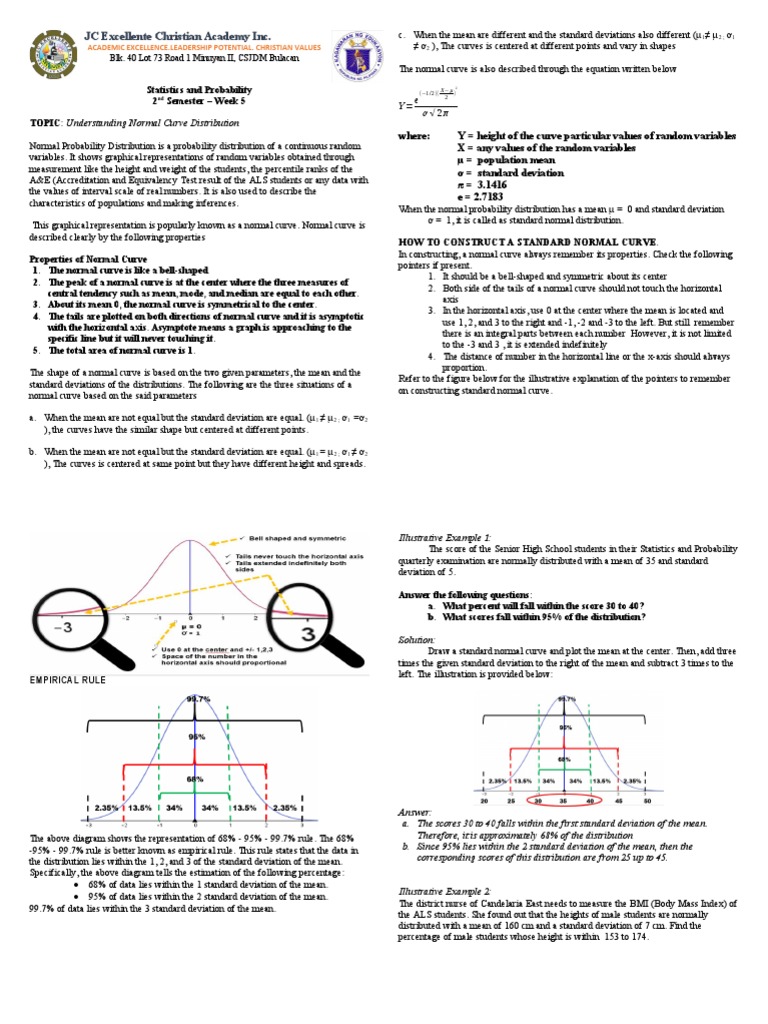 Stats&Prob - WEEK 5 | PDF | Normal Distribution | Mean