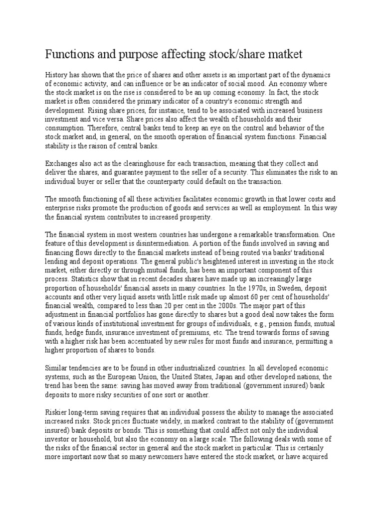 Functions and Purpose Affecting Stock | PDF | Investing | Stocks