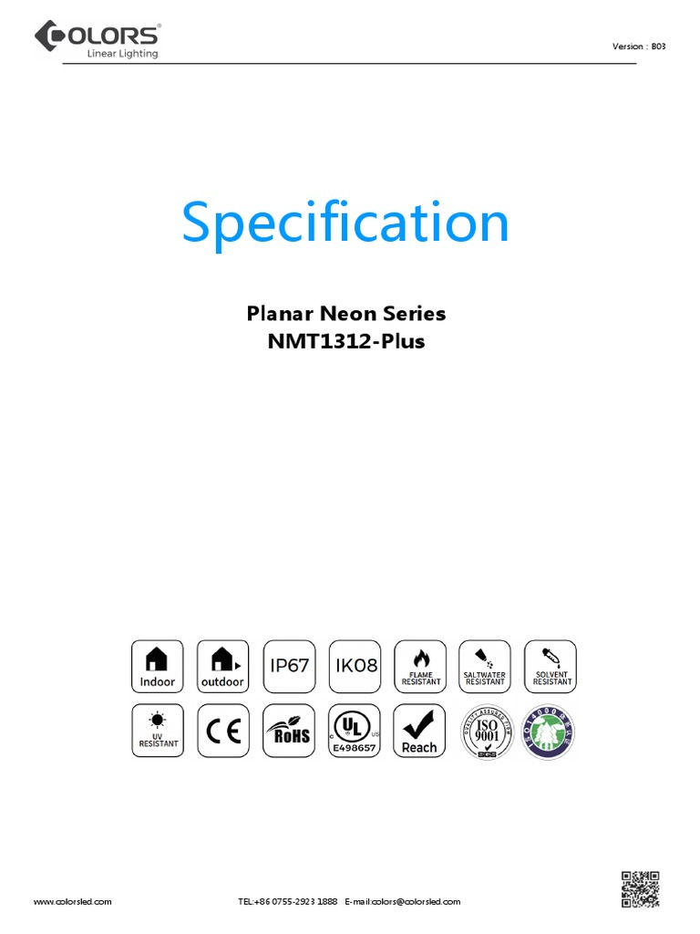 NMT1312-Plus-neon Specification - B03 | PDF | Power Supply | Lighting