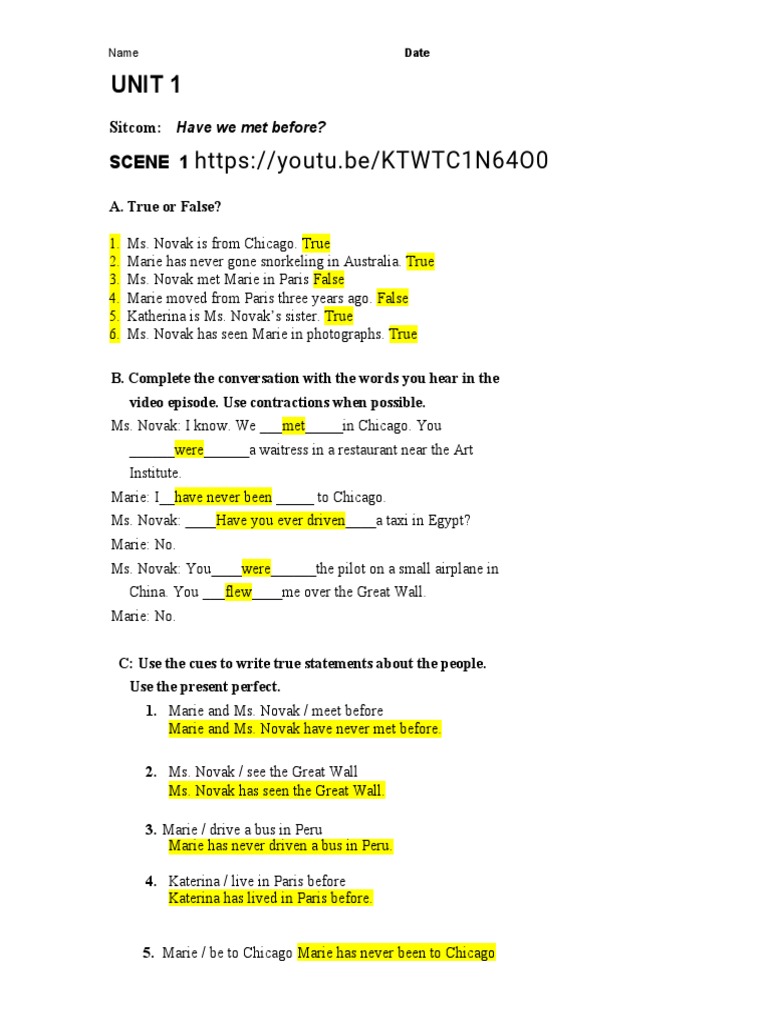 Video Worksheet#1 - Answer Key | PDF | Social Science | Home & Garden