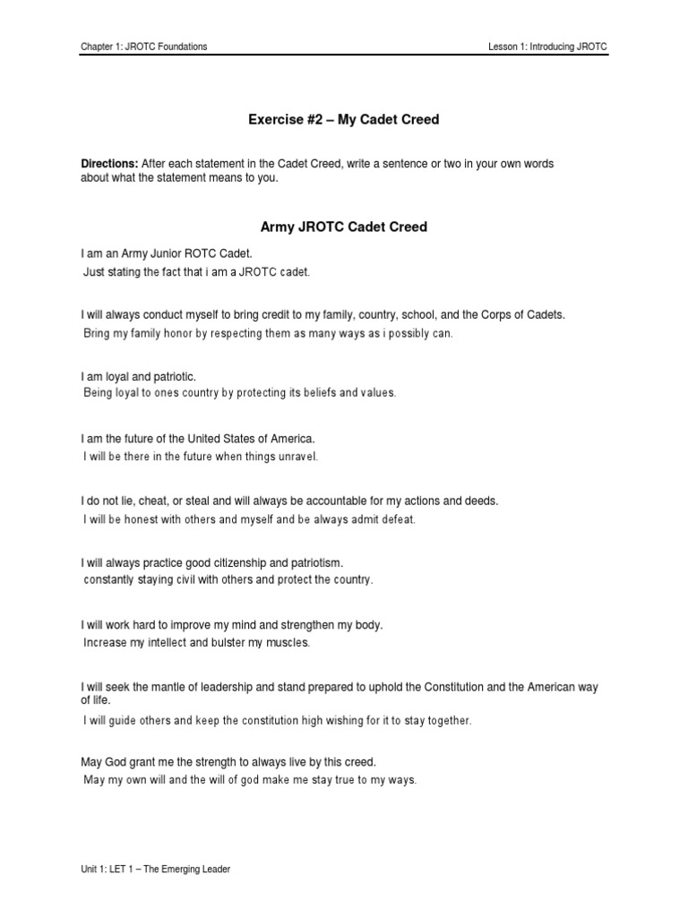 Understanding the Cadet Creed | PDF