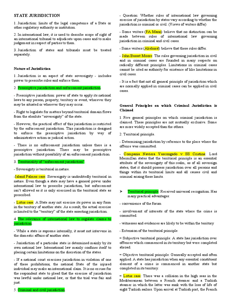 Principles of State Jurisdiction in Law | PDF | Extradition | Jurisdiction