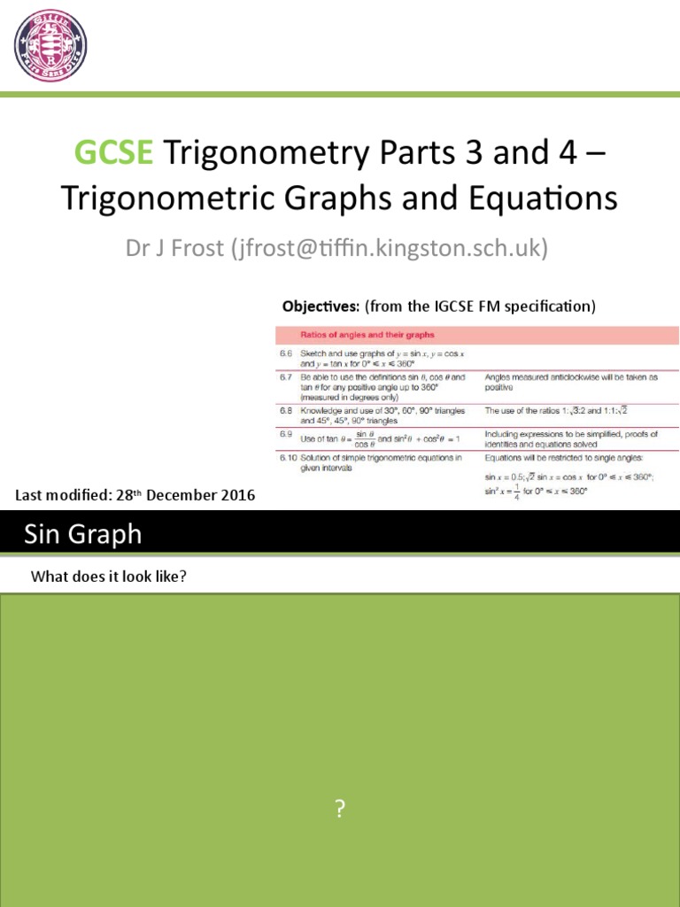 GCSE Trigonometry: Graphs & Equations | PDF | Sine | Trigonometry