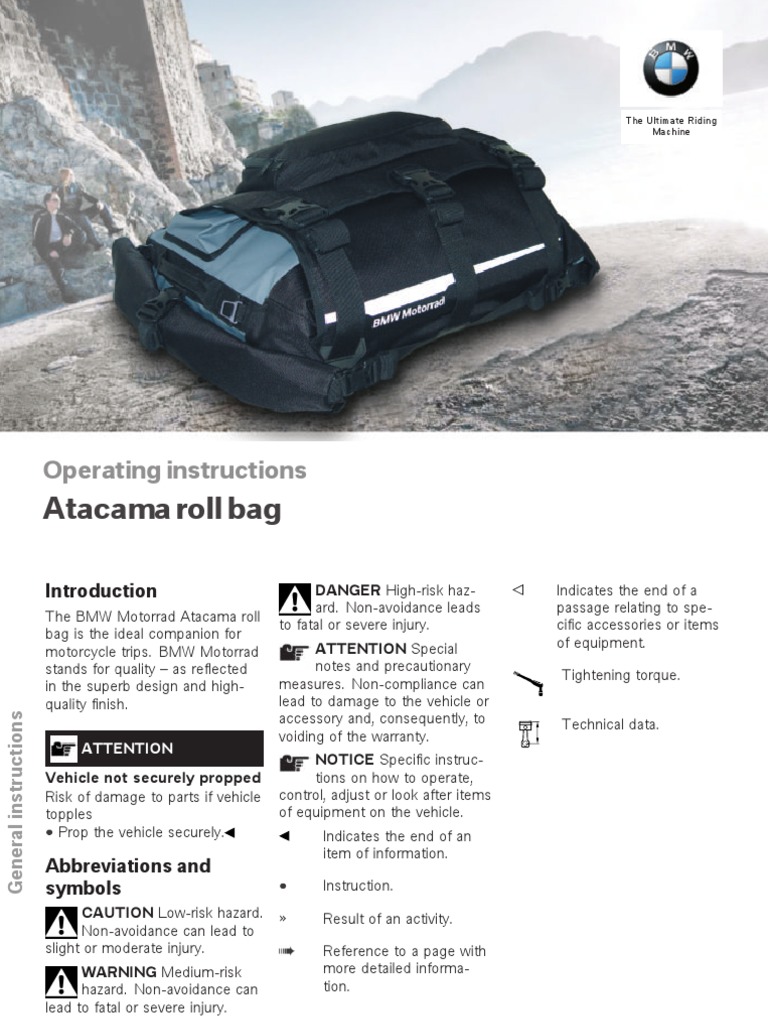 Atacama Roll Bag: Operating Instructions | PDF | Backpack ...
