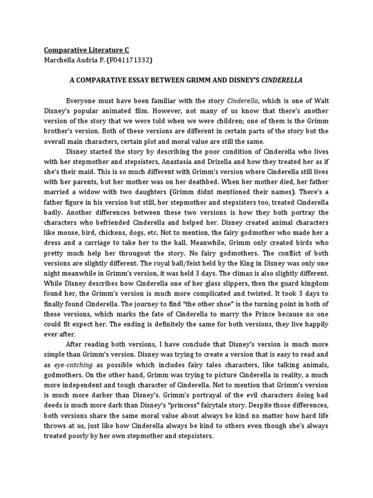 Grimm vs. Disney: Cinderella Comparison | PDF | Cinderella | Fairy Tales