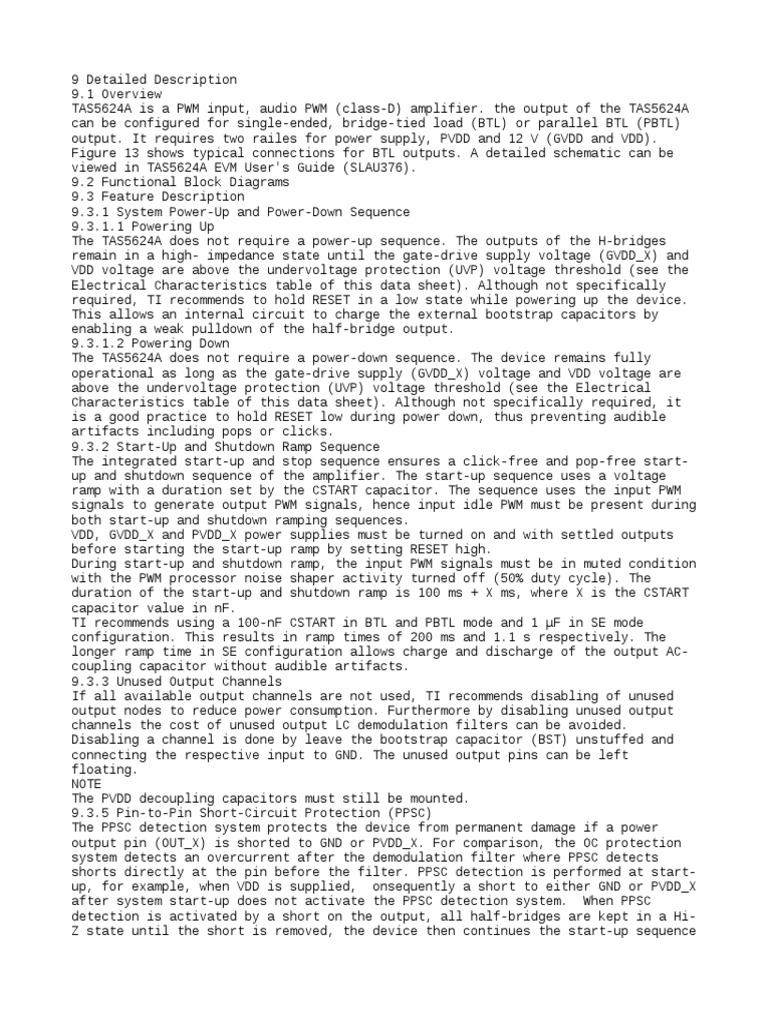 TAS5624A Class-D Audio Amplifier Overview | PDF | Power Supply ...
