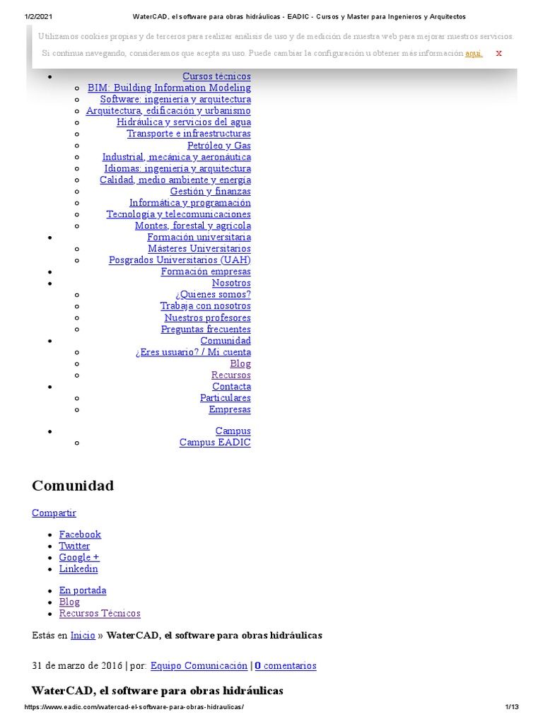 WaterCAD, El Software para Obras Hidráulicas - EADIC - Cursos y Master ...