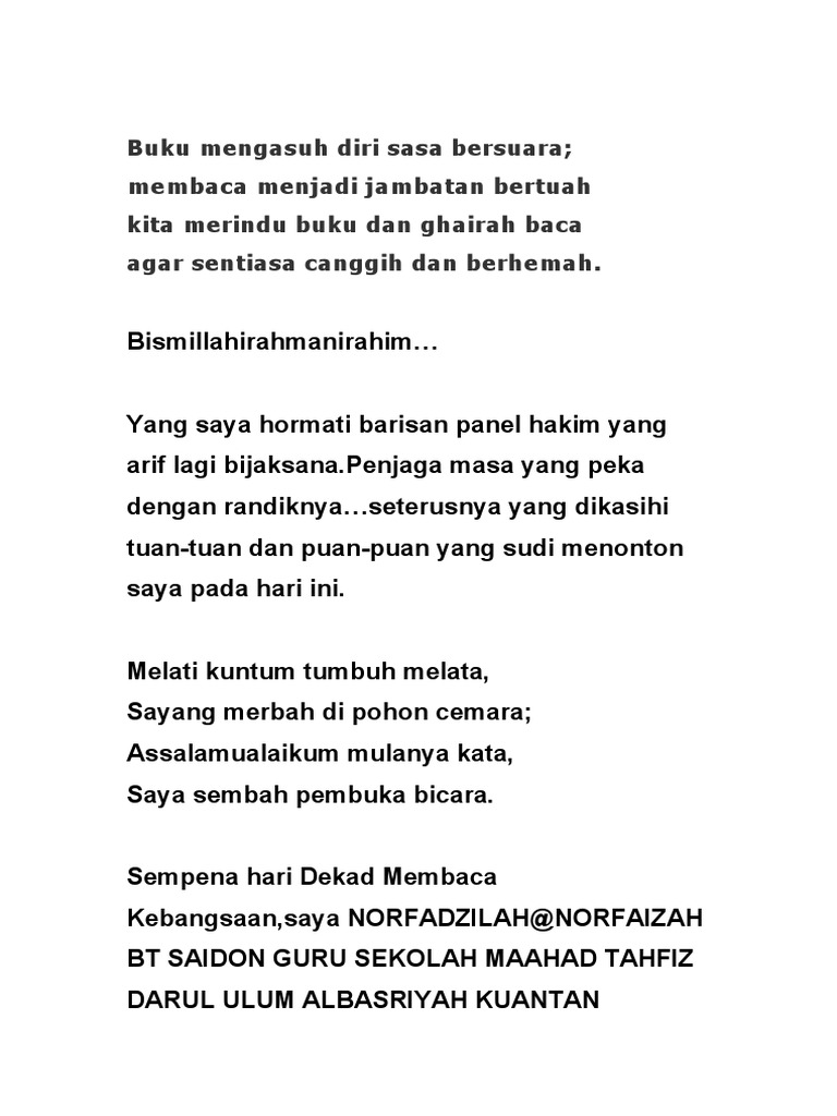 Pidato Kepentingan Amalan Membaca Pdf