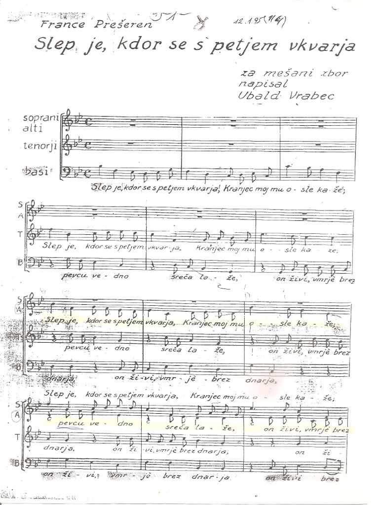 Slep Je Kdor Se S Petjem Ukvarja | PDF