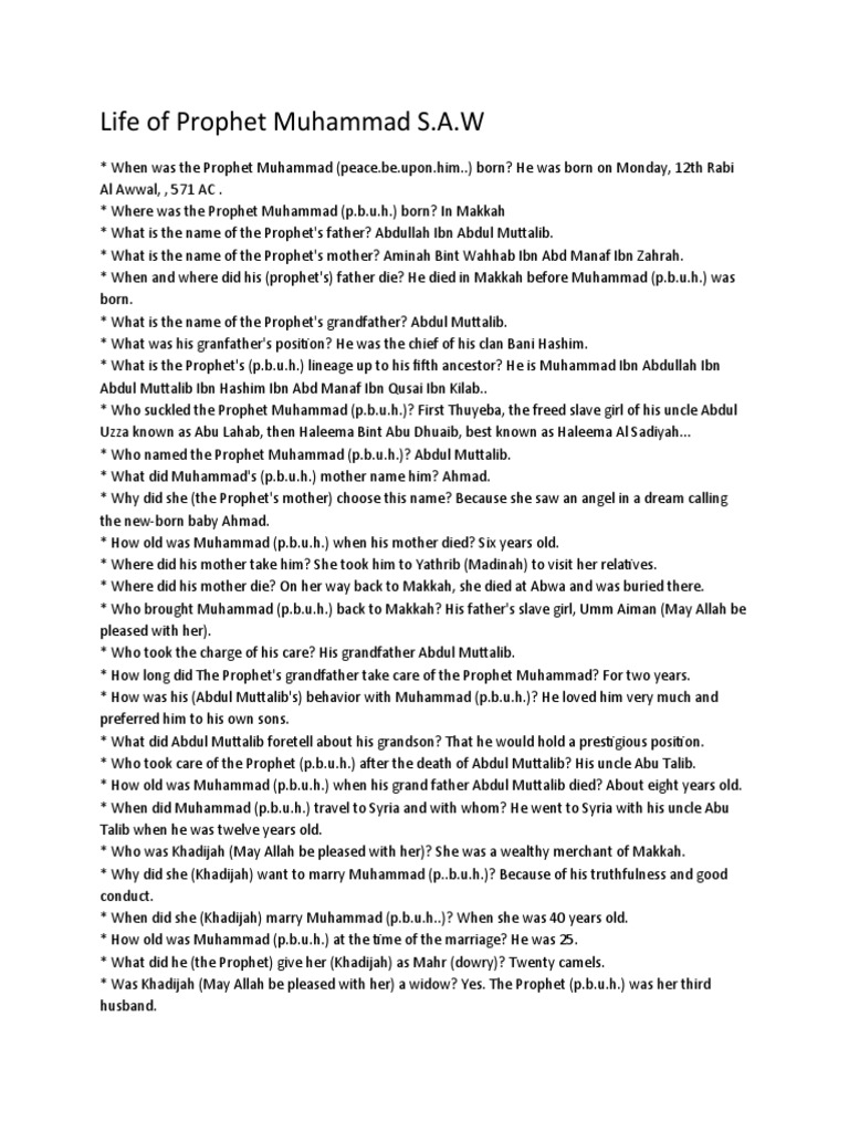 Life of Prophet Muhammad S | PDF | Muhammad | Arabs