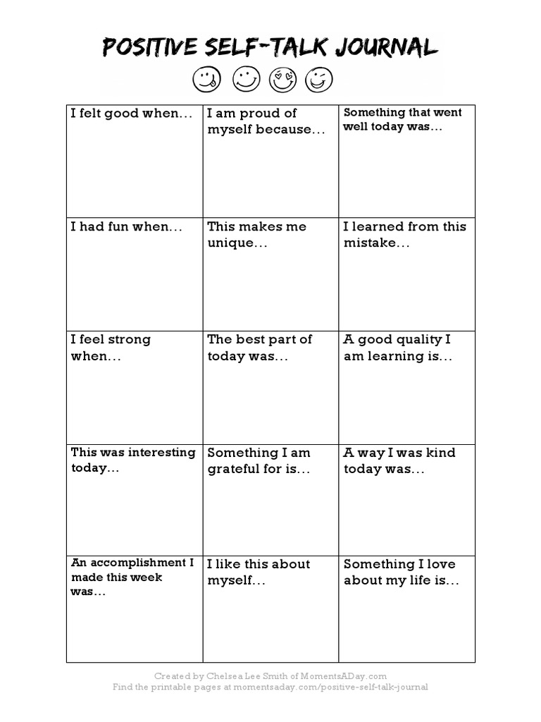 Positive Self Talk Journal Starters | PDF