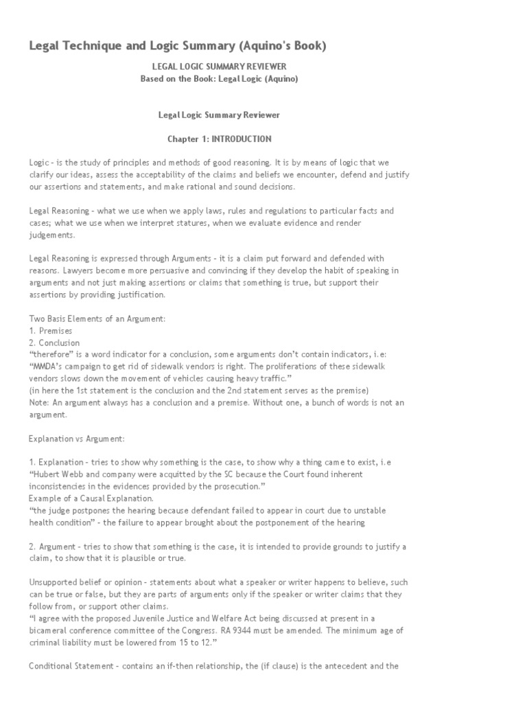 Legal Reasoning and Logic: An Analysis of Deductive and Inductive ...