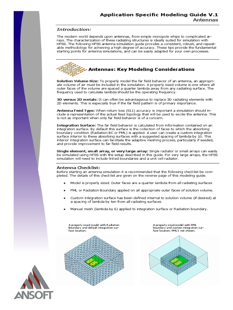 Application Specific Modeling Guide V 1 Antennas Pdf Antenna