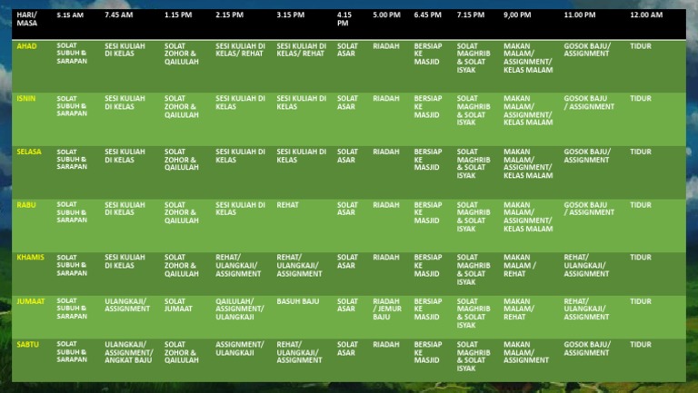 Contoh Jadual Belajar Pdf