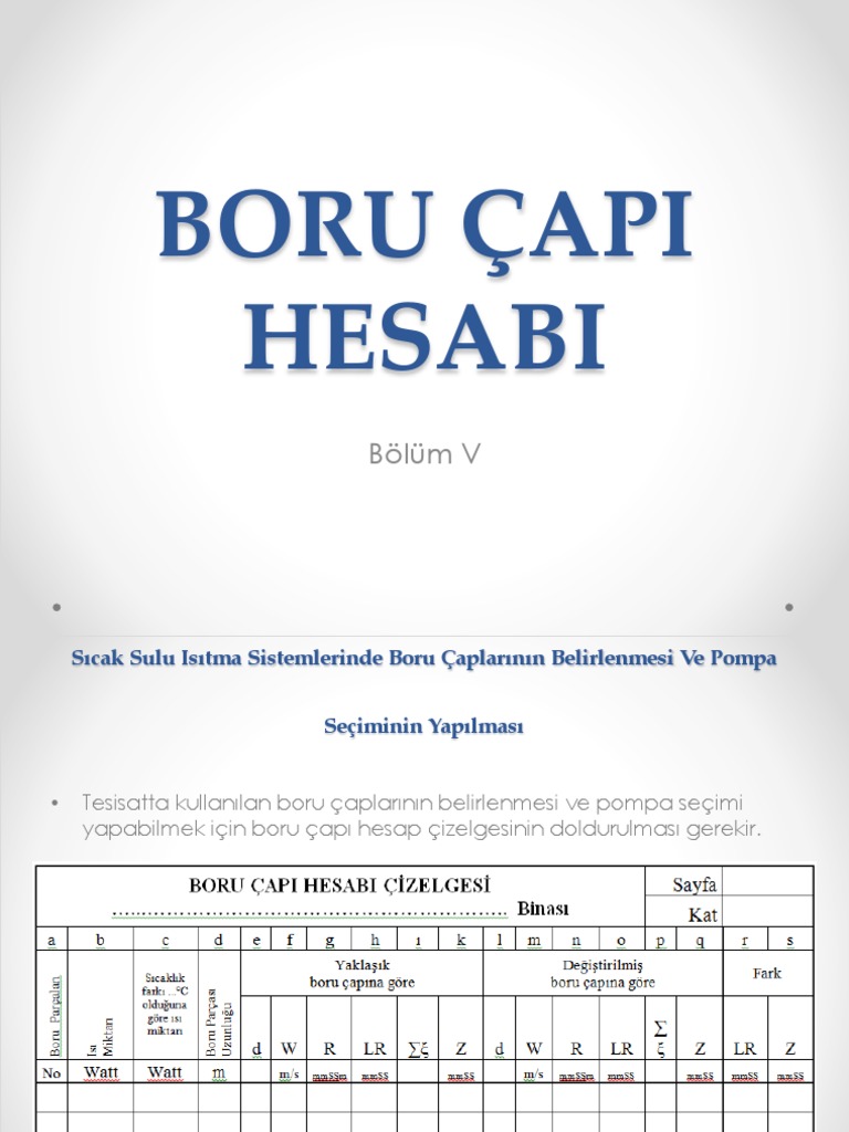 Bölüm V BORU ÇAPI HESABI | PDF