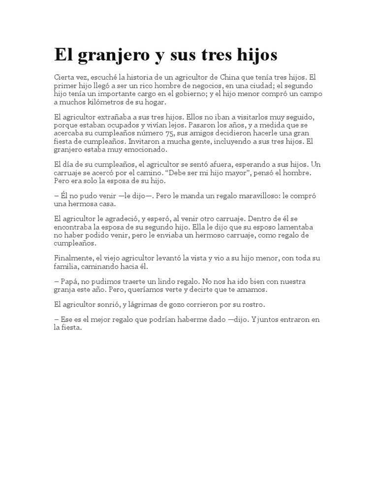 El Granjero y Sus Tres Hijos | PDF