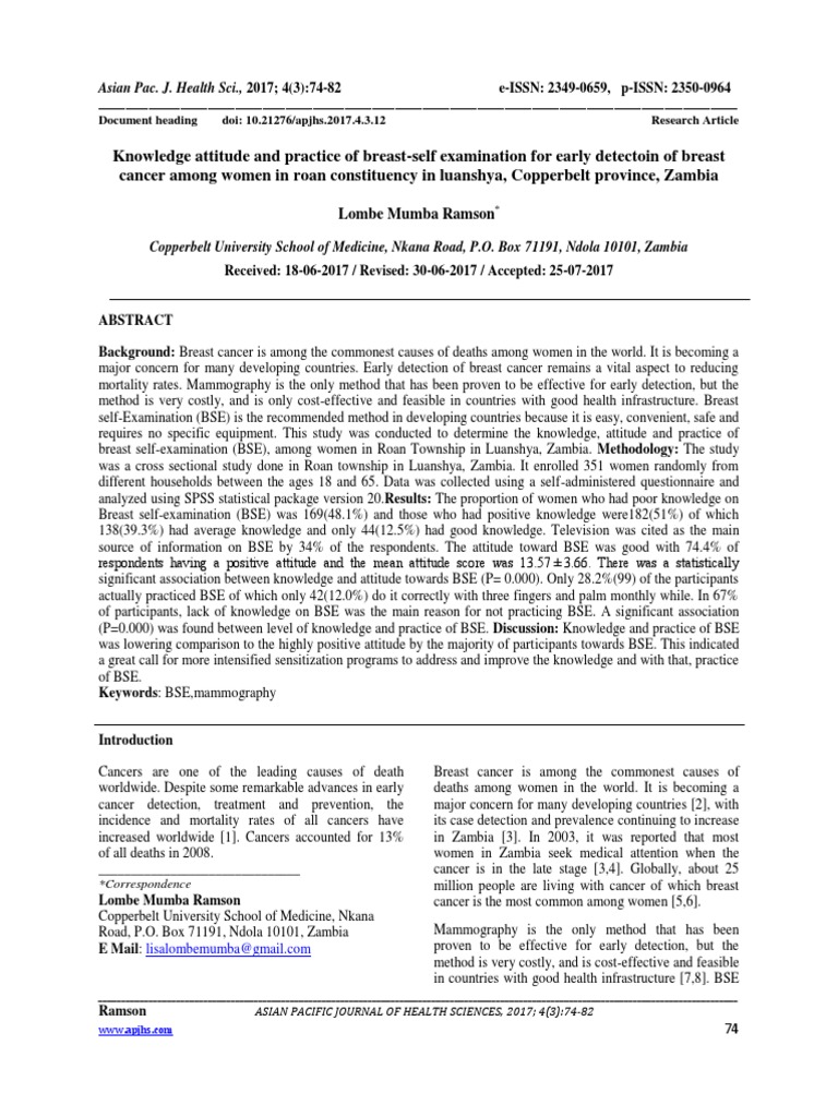 13 Lombe Mumba Ramson 2017 Knowledge Attitude and Practice of Breast ...