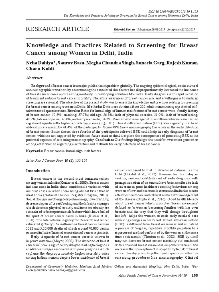 12 Neha Dahiya 2017 Knowledge and Practices Related To Screening For ...