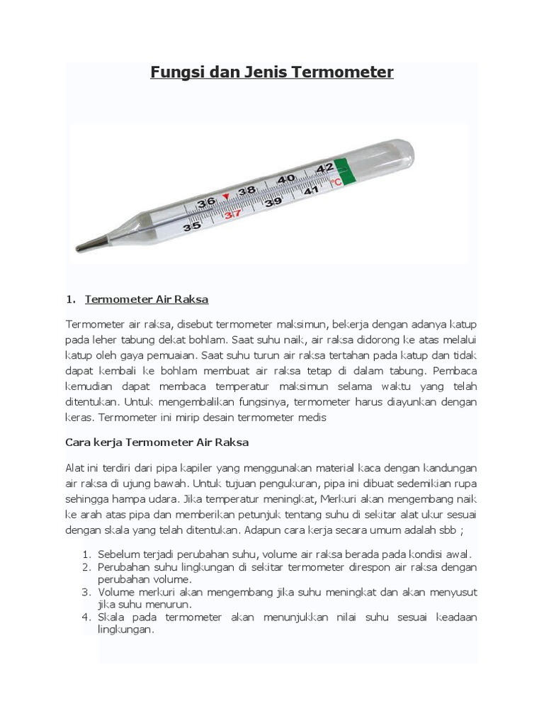 Fungsi Dan Jenis Termometer | PDF