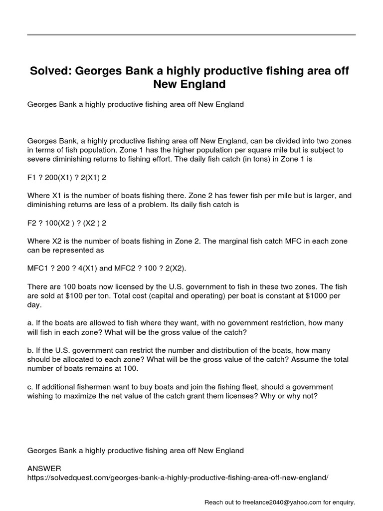 Georges Bank A Highly Productive Fishing Area Off New England | PDF ...