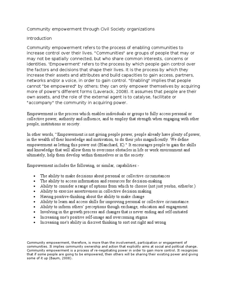 Community Empowerment Through Civil Society | PDF | Empowerment ...