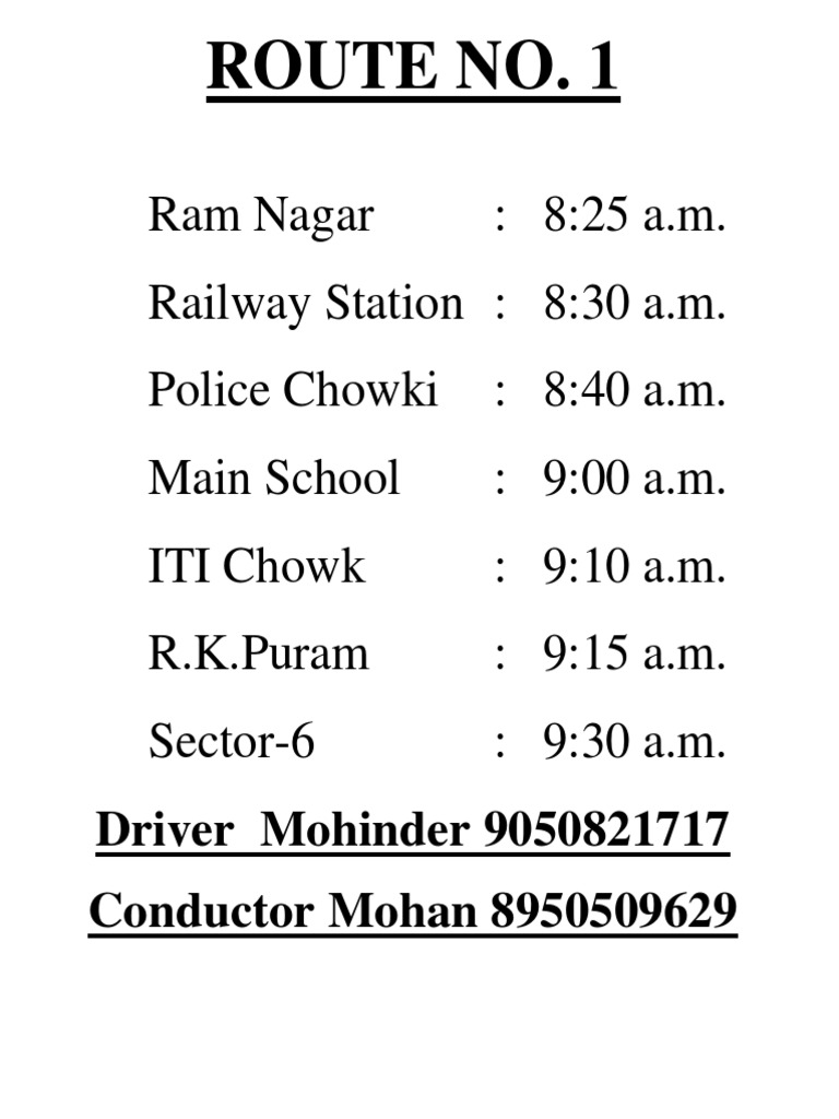 Bus Route Timetable for Schools | PDF