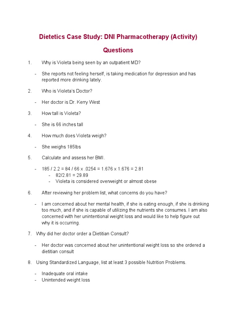 Clinical Nutrition Support Case Studies 1 | PDF | Calorie | Weight Loss