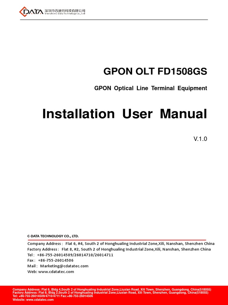 Installation User Manual: Gpon Olt Fd1508Gs | PDF | Computer Science | Computer Engineering