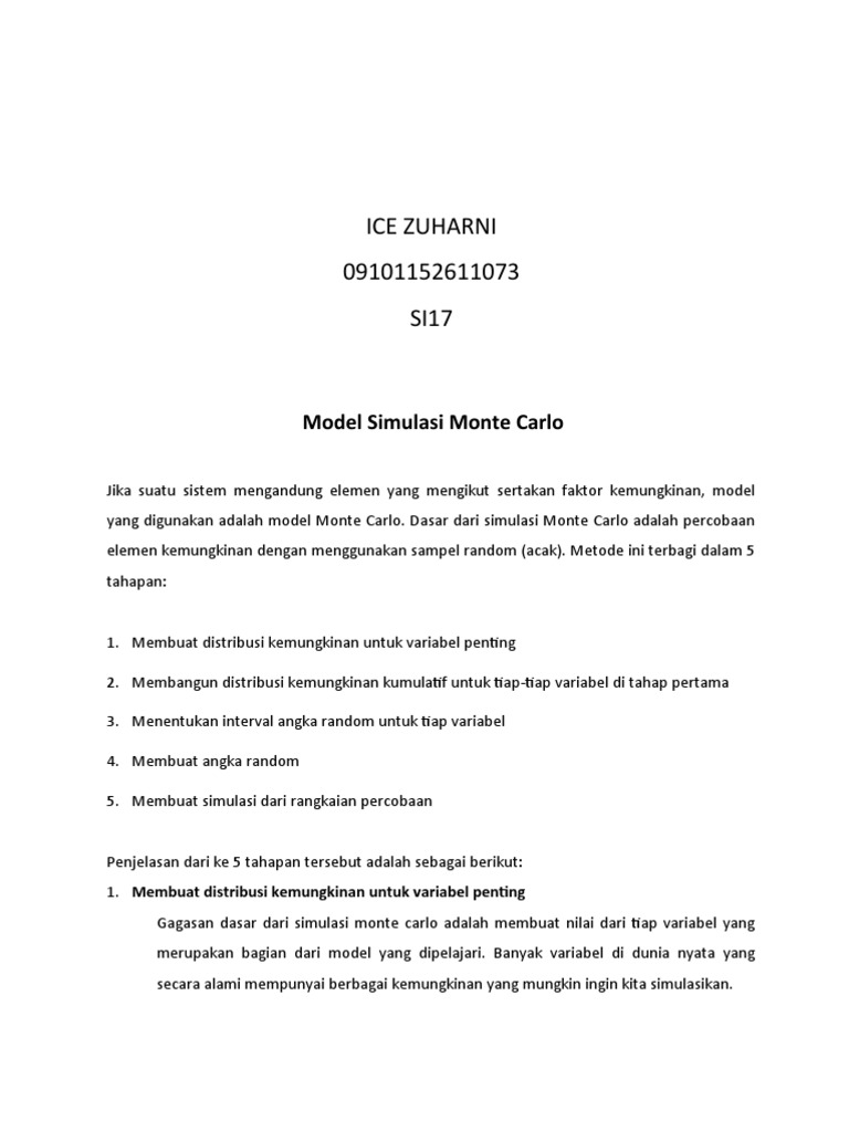 Model Simulasi Monte Carlo | PDF