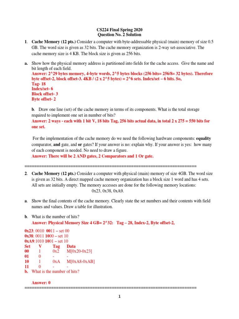 FinalQuestion2 Soln | PDF | Cpu Cache | Computer Architecture FinalQuestion2 Soln | PDF | Cpu Cache | Computer Architecture