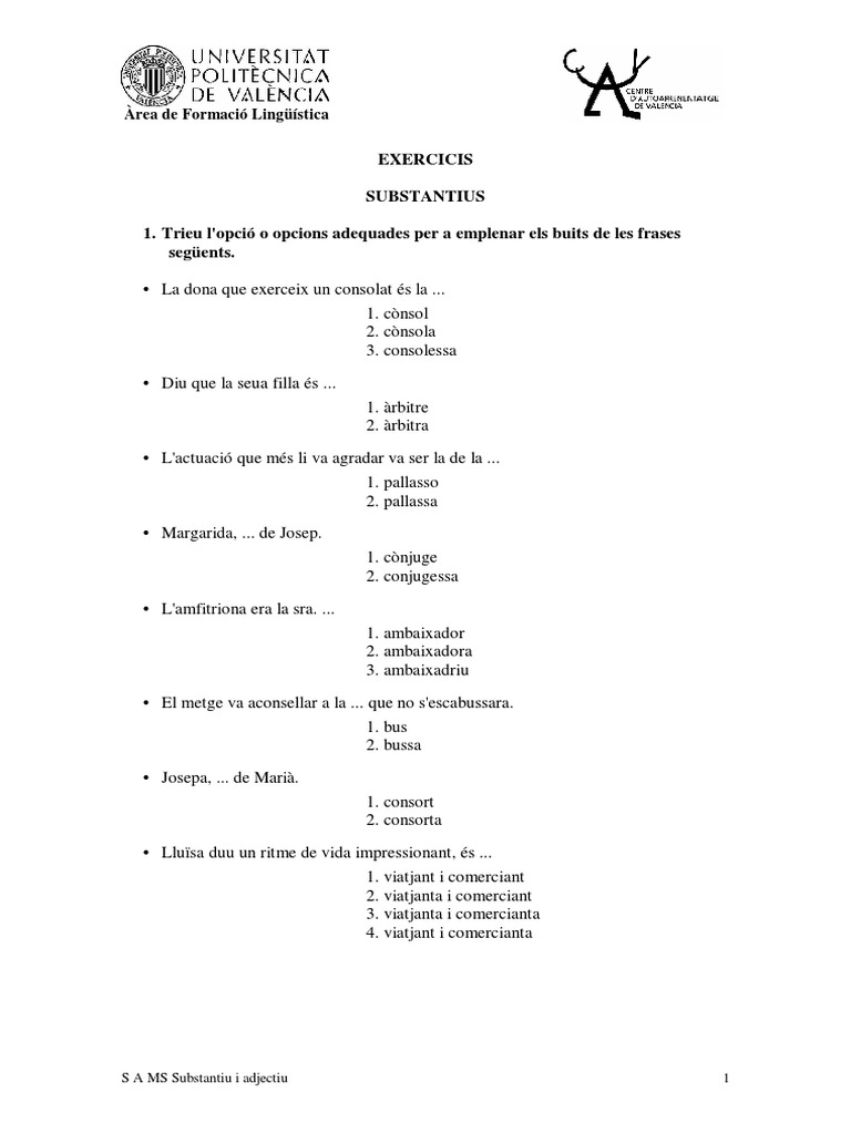 Substantius I Adjectius. | PDF