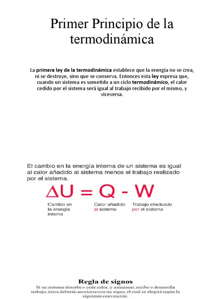 Primer Principio de La Termodinámica | PDF