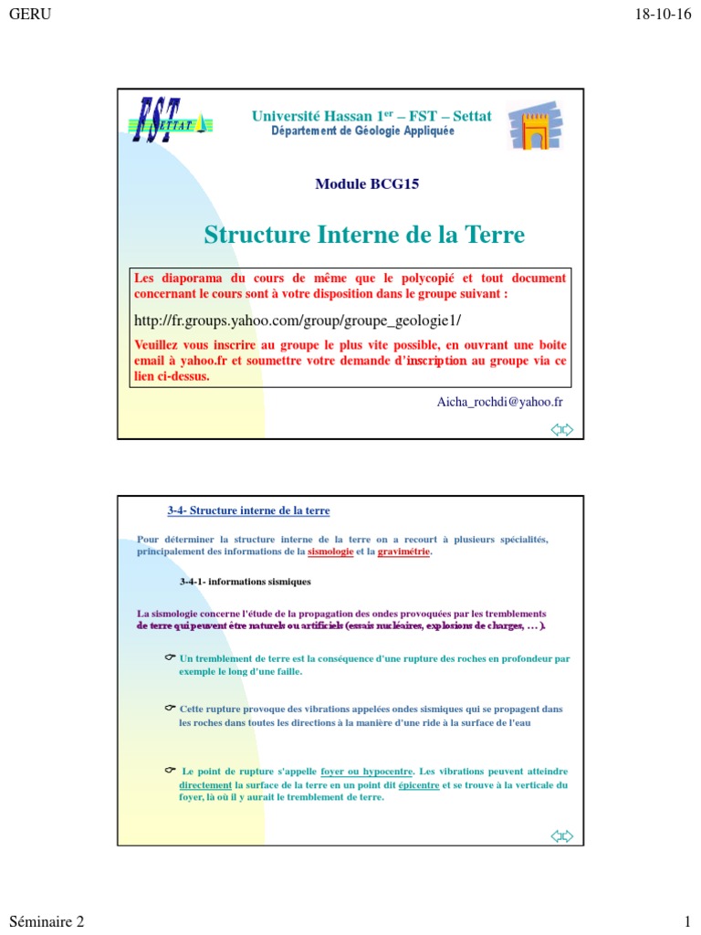 Structure Interne de La Terre | PDF | Tremblements de terre | Sismologie