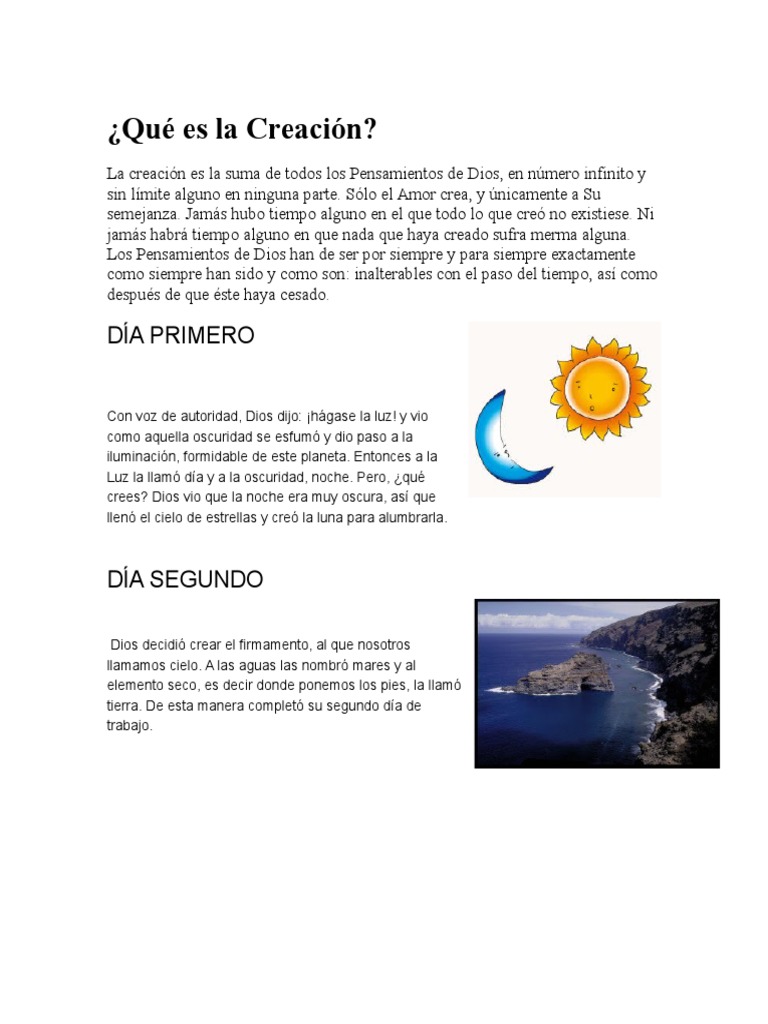 La Creación según la Biblia: 7 Días | PDF | Dios | Tierra